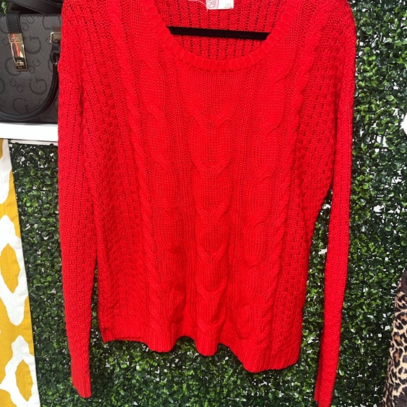 SO | Sweaters | So Vibrant Red Cable Knit Sweater | Poshmark